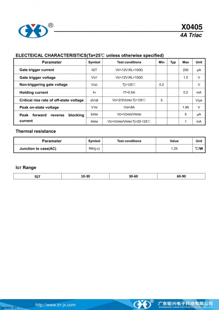 JUXING X0405 datasheet page 2