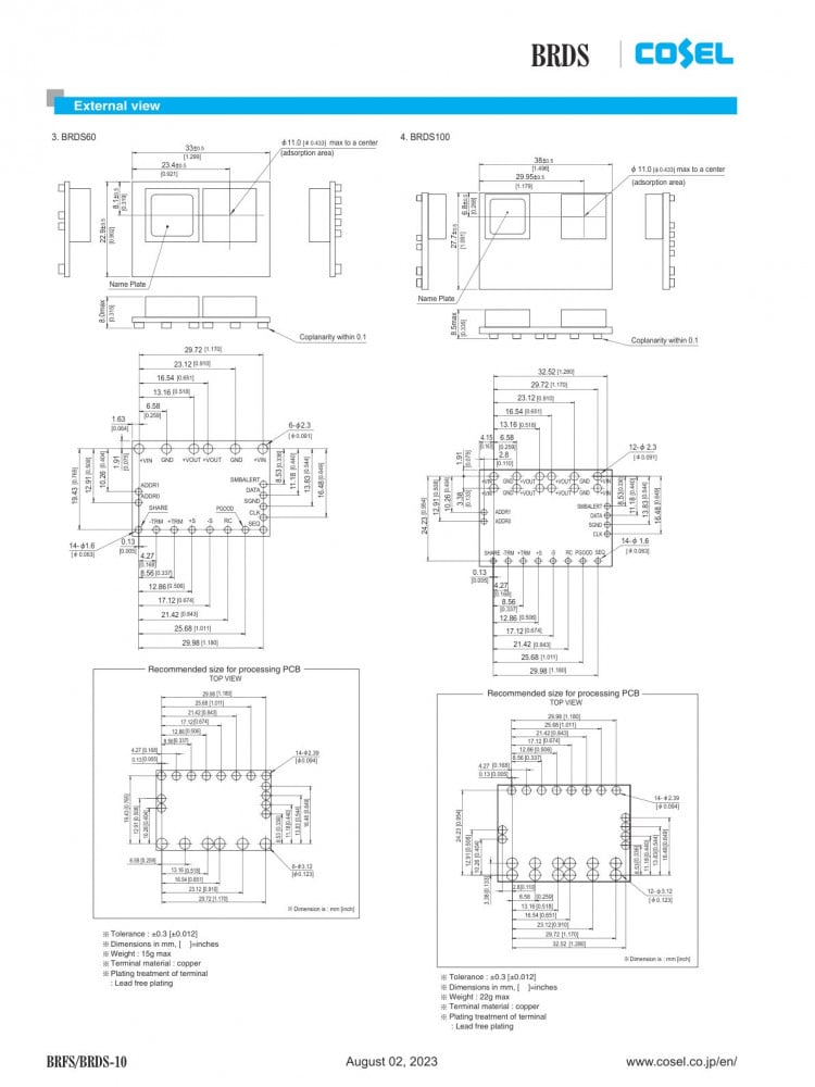 Cosel BRFS series datasheet page 10