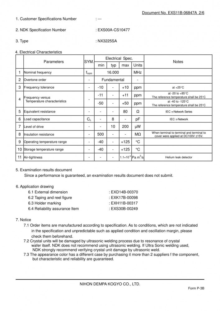 NDK NX3225SA specification page 2