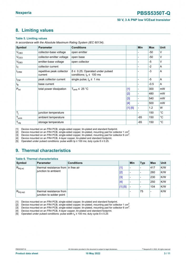 PBSS5350T-QR datasheet page 3