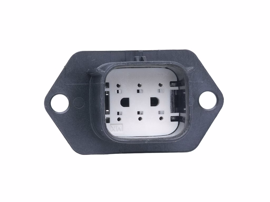 MX150L 4 Circuit Panel Mount Plug for 22-14 AWG Wire, Through Hole Flange Assembly, with Gasket, Black