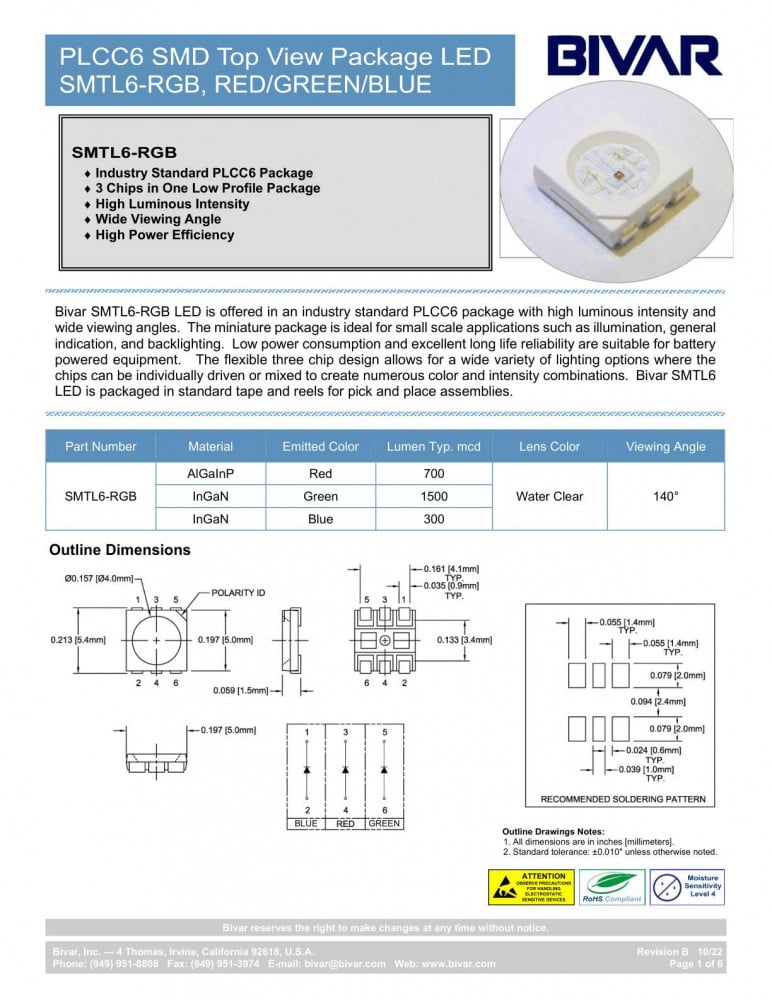 SMTL6-RGB datasheet page 1