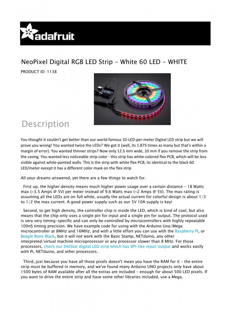 Adafruit 2540 technical document page 1