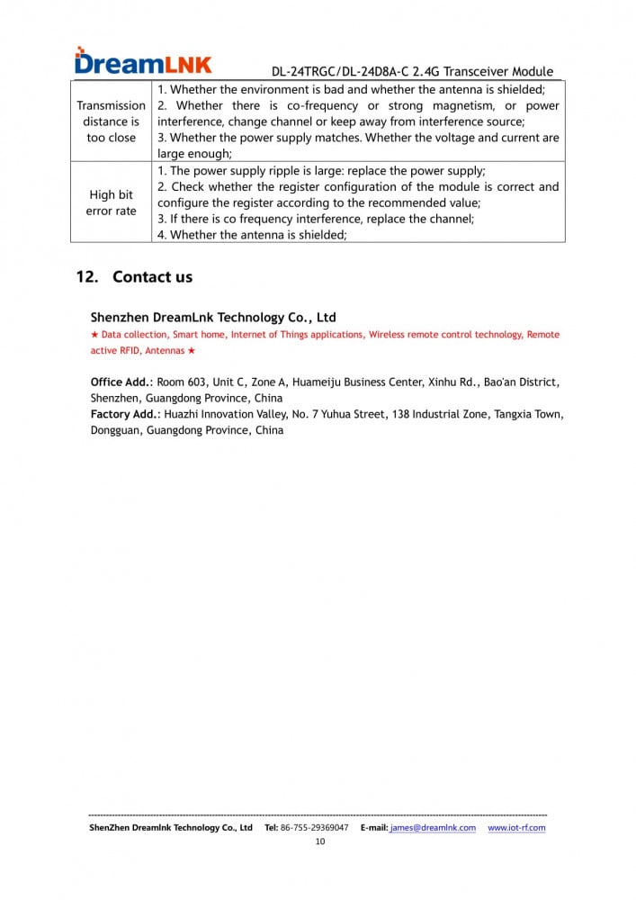 DL-24TR-2.4G technical document page 10