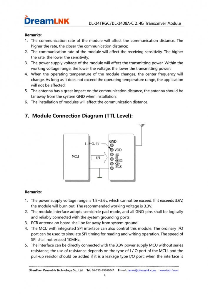 DL-24TR-2.4G technical document page 6