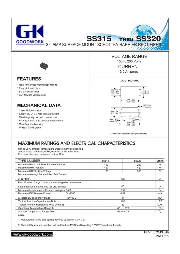 GOODWORK SS315 datasheet page 1