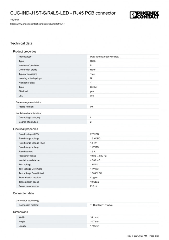 Phoenix Contact 1091947 product documentation page 2