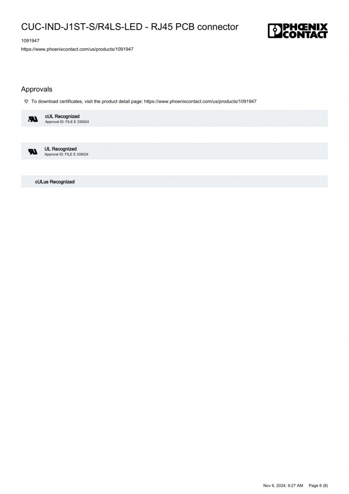 Phoenix Contact 1091947 product documentation page 6