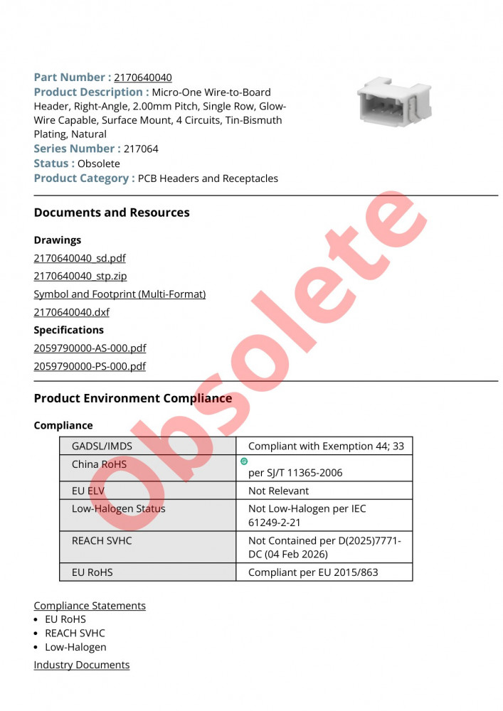 MOLEX 2170640040 technical document image 1