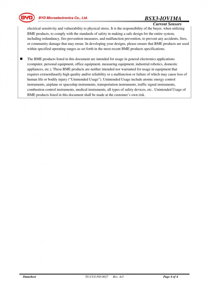 BSX3 series current sensor datasheet page 4