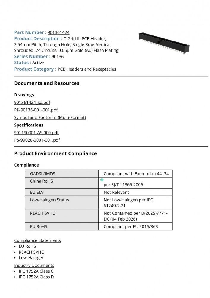 MOLEX 901361424 document preview, page 1