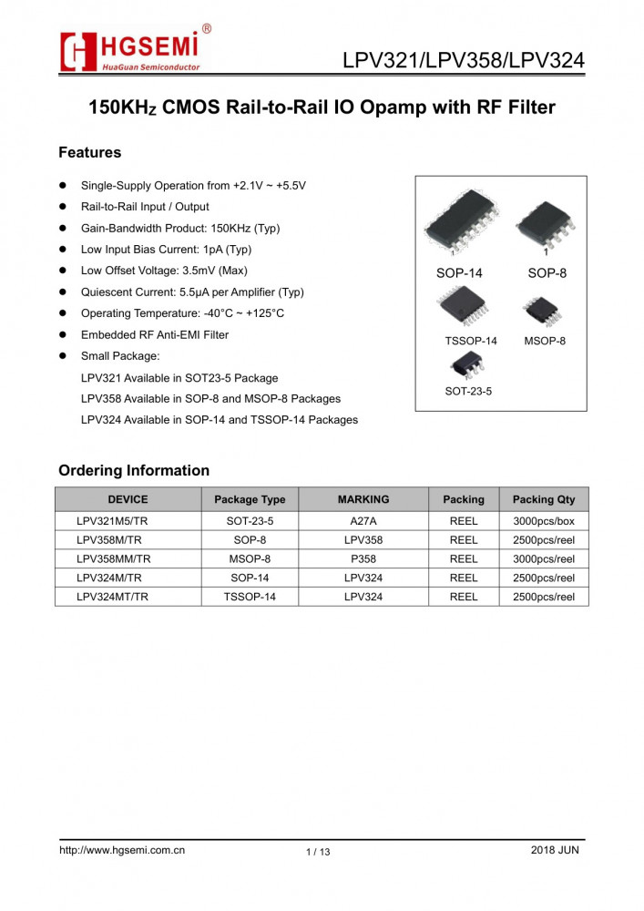LPV358M/TR datasheet page 1