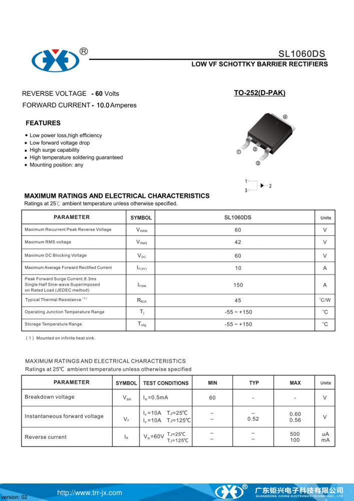 SL1060DS datasheet page 1