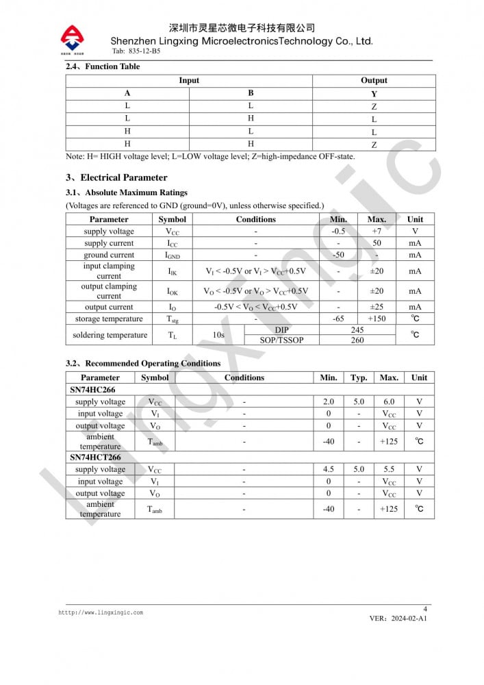 SN74HC266N(LX) datasheet page 6