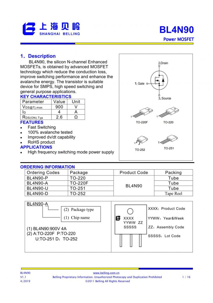 BL4N90-P datasheet page 1