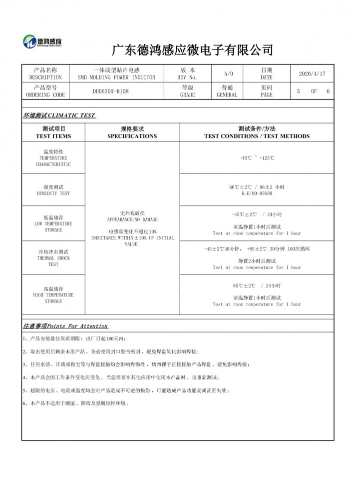 DH0630H-R10M approval document page 6