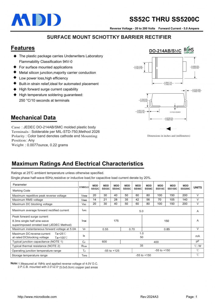 SS56C datasheet page 1 preview