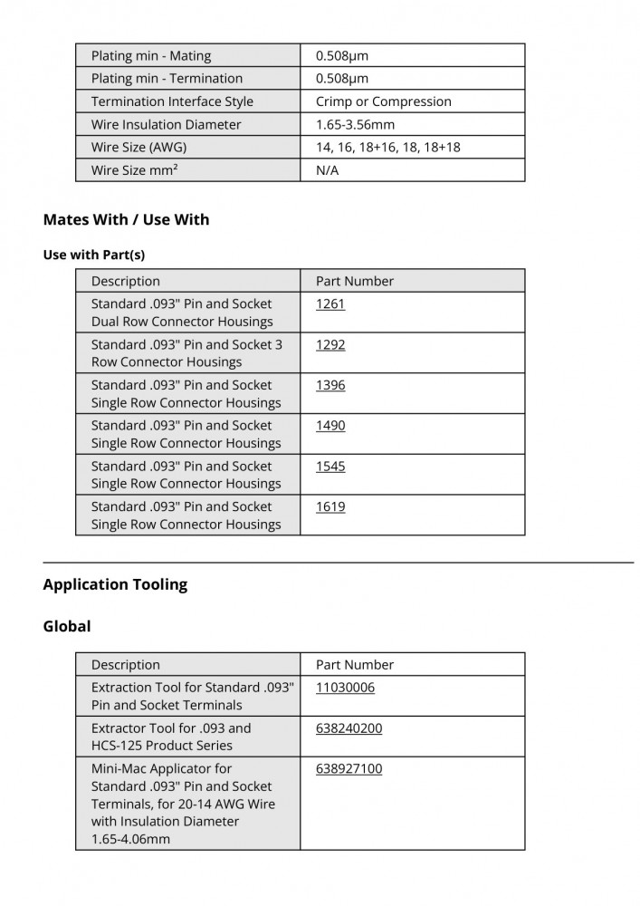 Molex .093 standard pin terminal document page 3