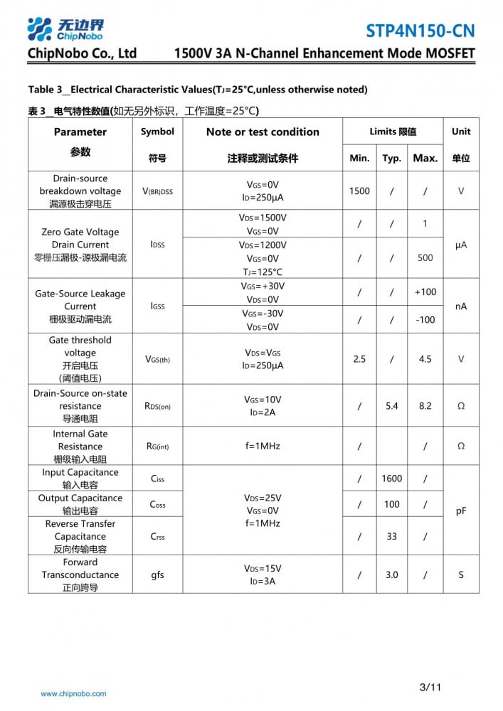 STP4N150-CN datasheet page 3