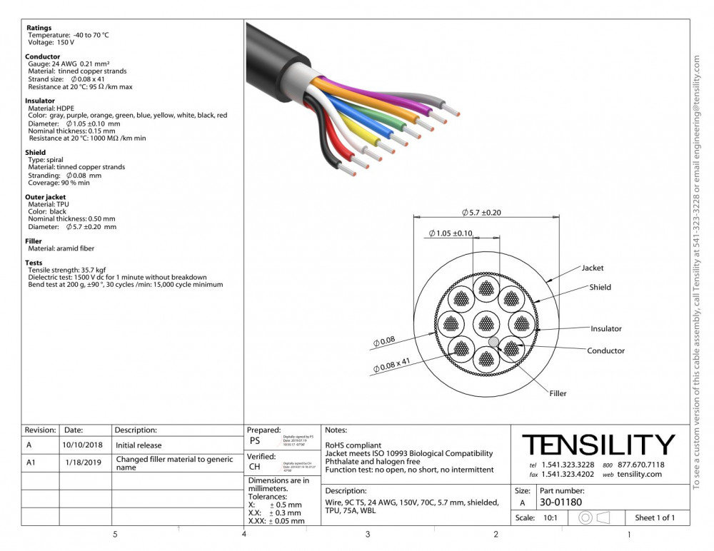 Tensility International 30-01180 product drawing