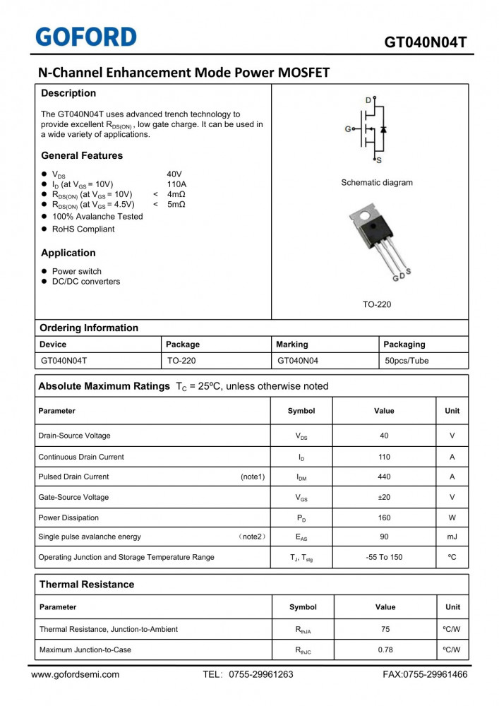 GT040N04T datasheet page 1