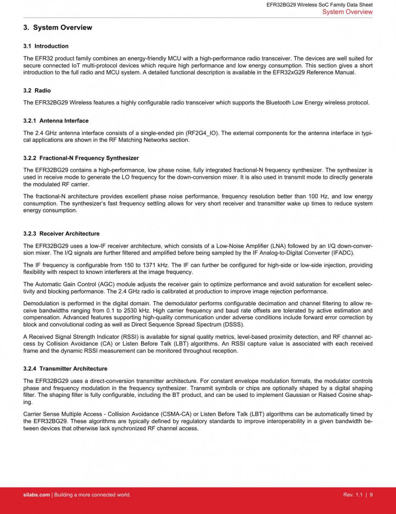 EFR32BG29 data sheet page 9