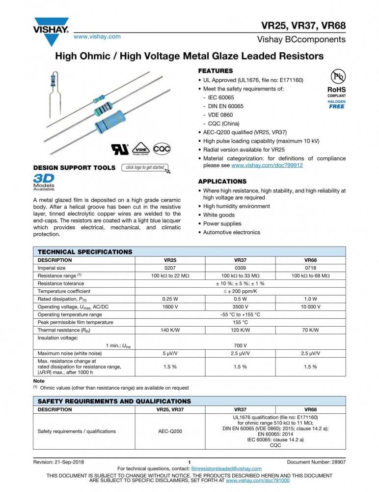VISHAY VR68 datasheet page 1
