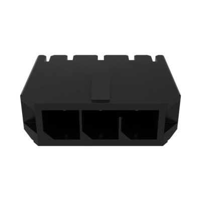 Micro-Fit+ Right-Angle Header, Through Hole, 3.00mm Pitch, Single Row, 3 Circuits, 1.52µm Matte Tin (Sn) Plating, Glow-Wire Capable, Press Clip, Black, 1.80mm PC Tail, Tray for sale