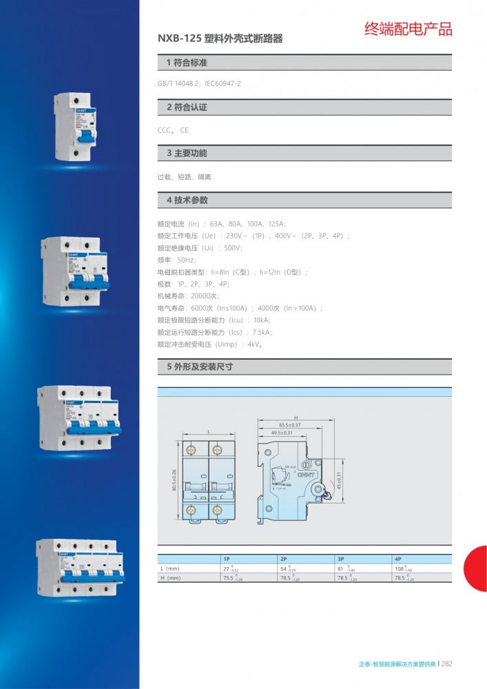CHINT NXB-125 product documentation page