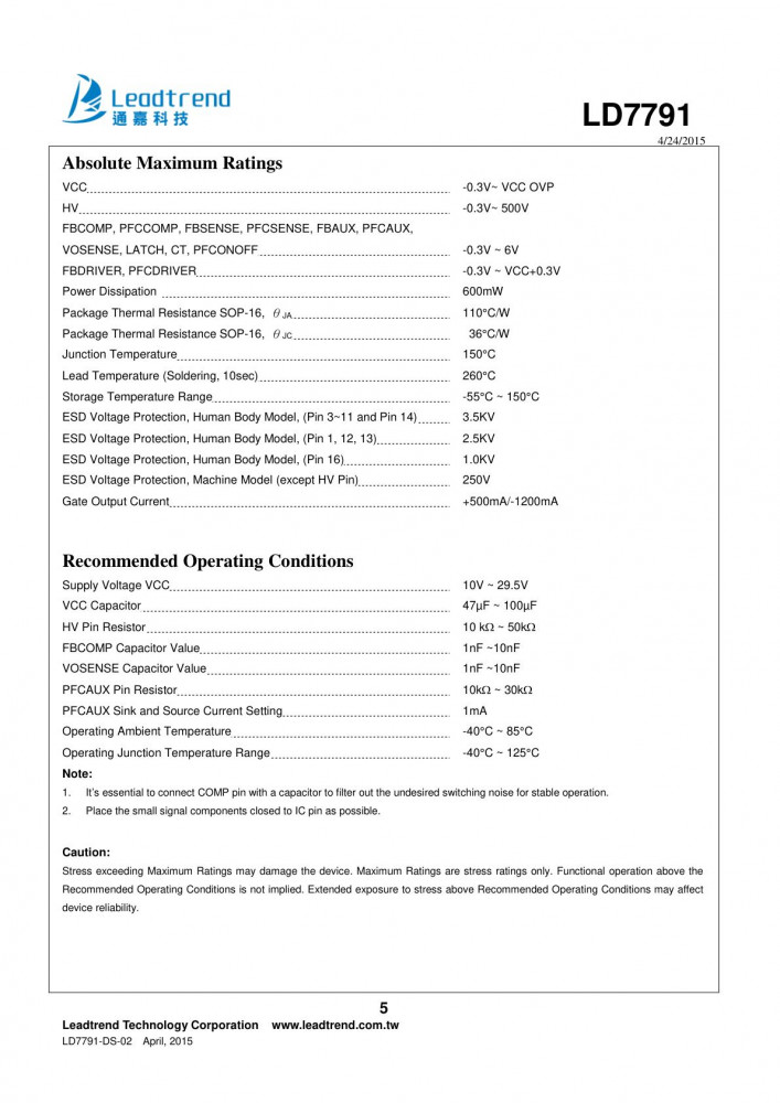 LD7791 datasheet page 5