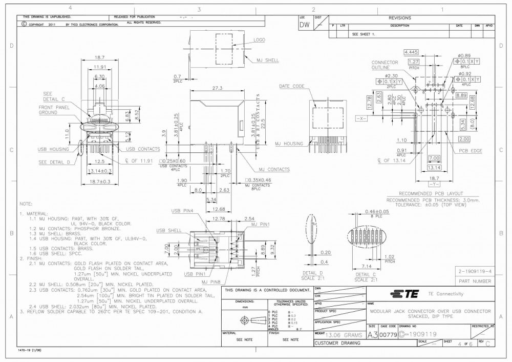 TE Connectivity 1-1909119-4 drawing page 4
