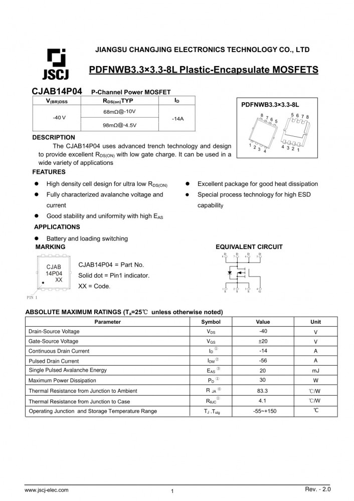 CJAB14P04 datasheet page 1