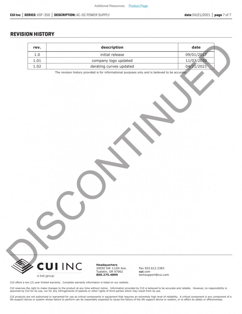 VOF-350-15 datasheet page 7