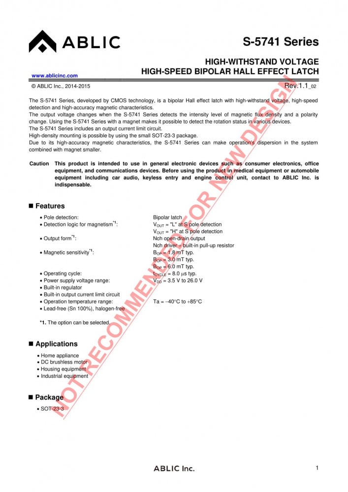 ABLIC S-5741 datasheet page 1