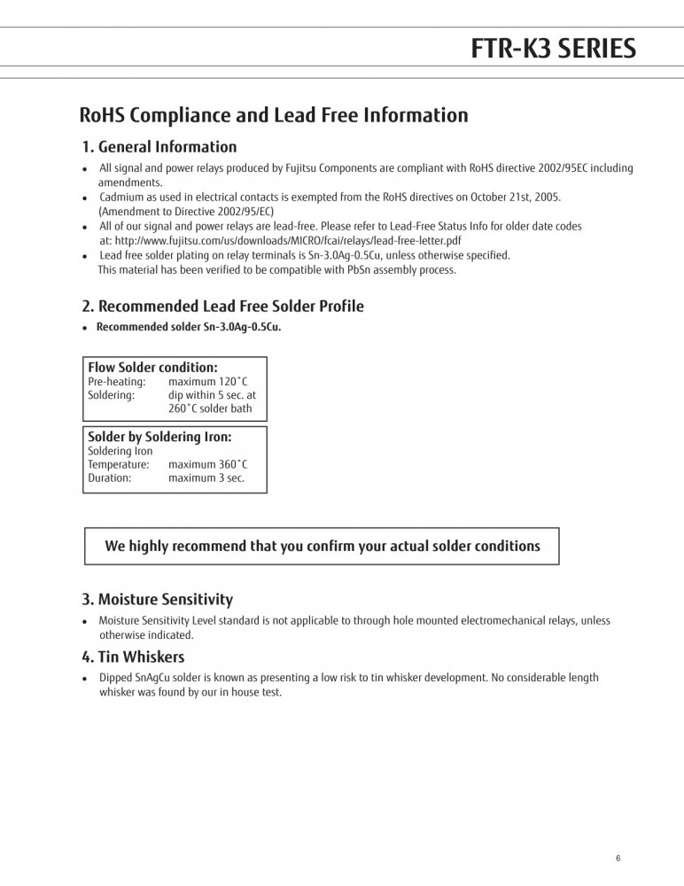 FTR-K3 datasheet page 6
