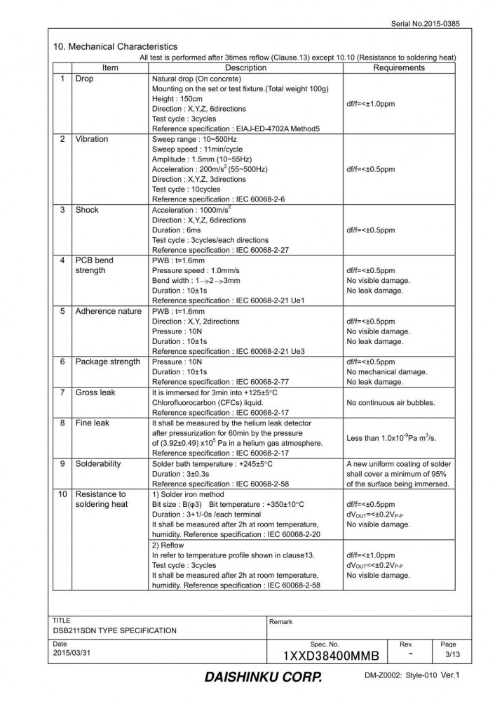 KDS 1XXD38400MMB specification page 4