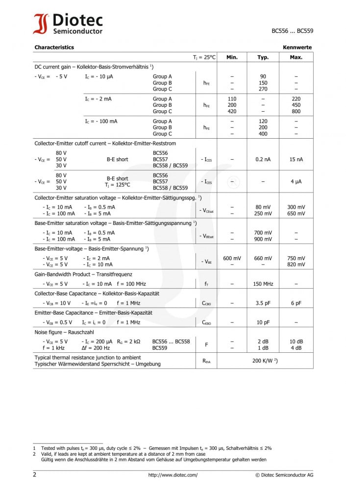 DIOTEC BC556B datasheet page 2