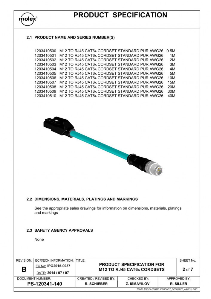 Product specification page 2
