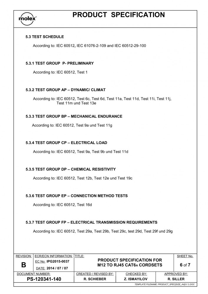 Product specification page 6