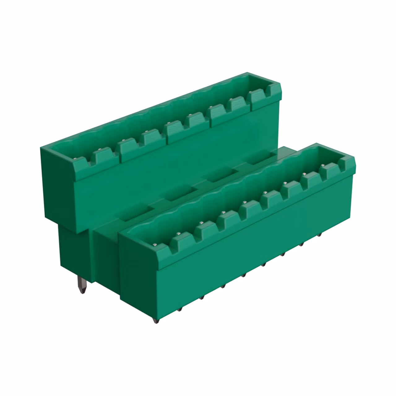 5.00mm Pitch Eurostyle Vertical Dual Level PCB Header, Closed Ends, Green Housing, 18 Circuits for sale
