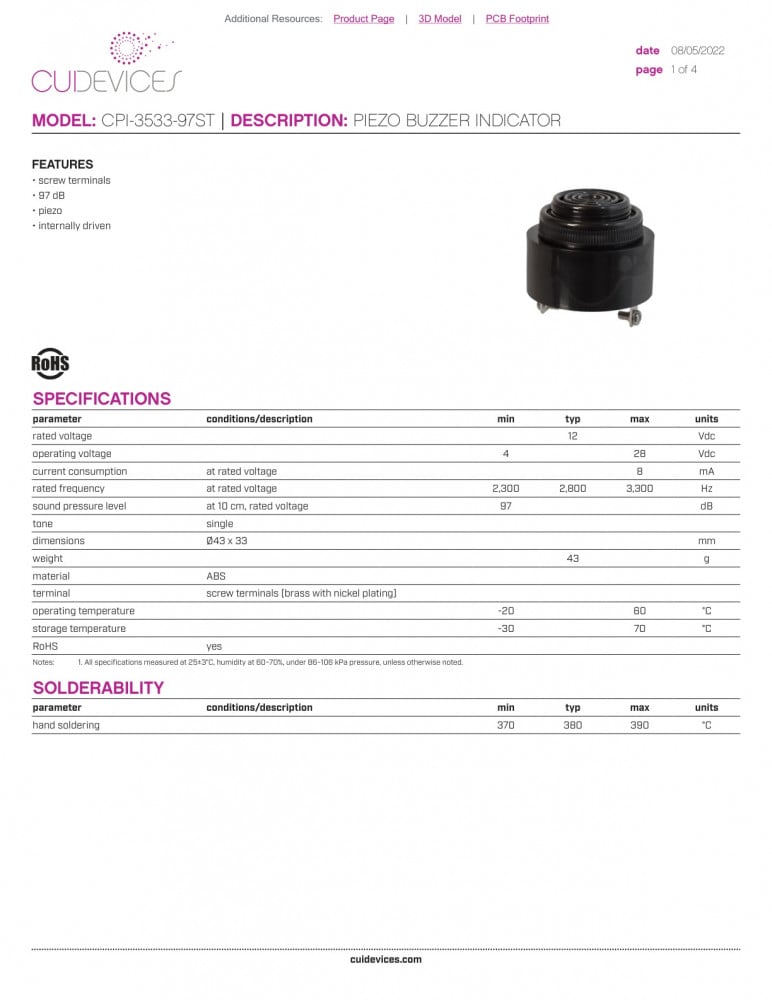 CPI-3533-97ST datasheet page 1