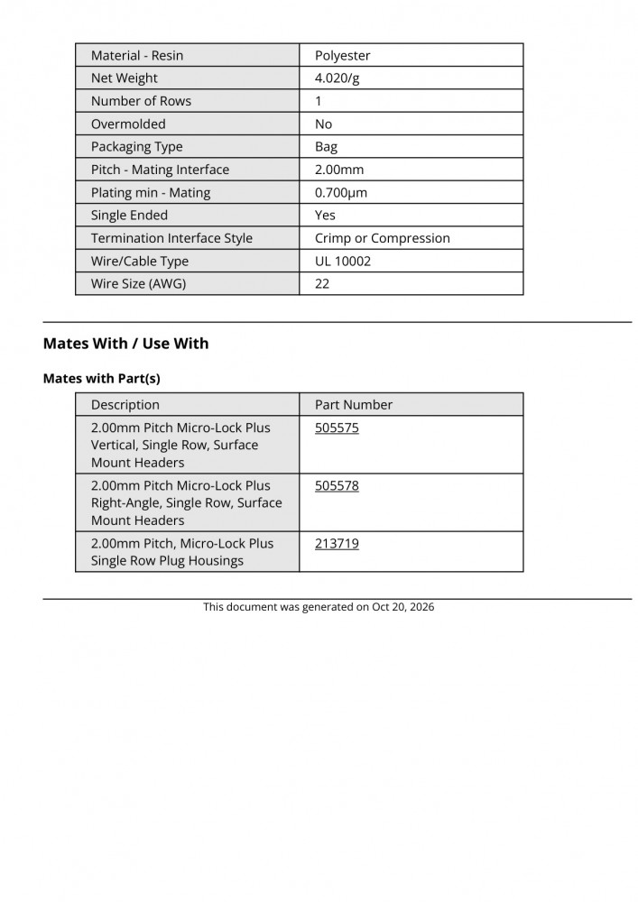 MOLEX 2181021052 product drawing, page 3
