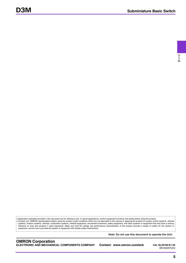 OMRON D3M datasheet page 5