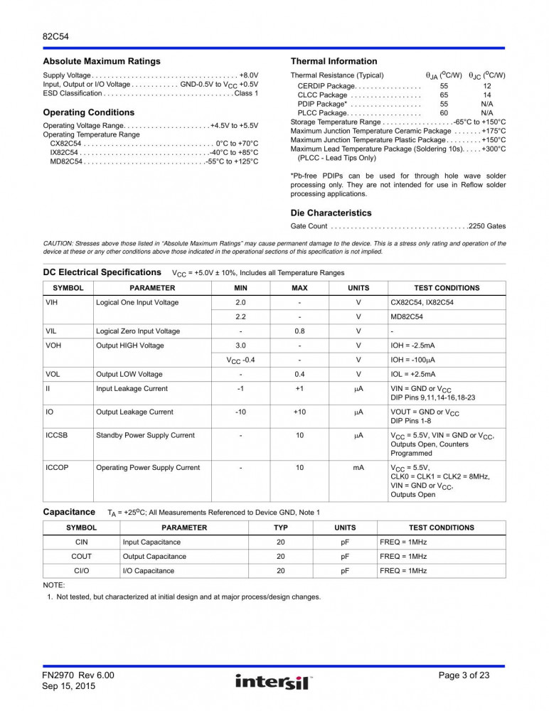 MD82C54/B technical document page 3