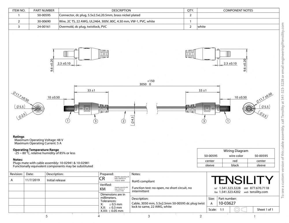Tensility International 10-03627 product documentation page