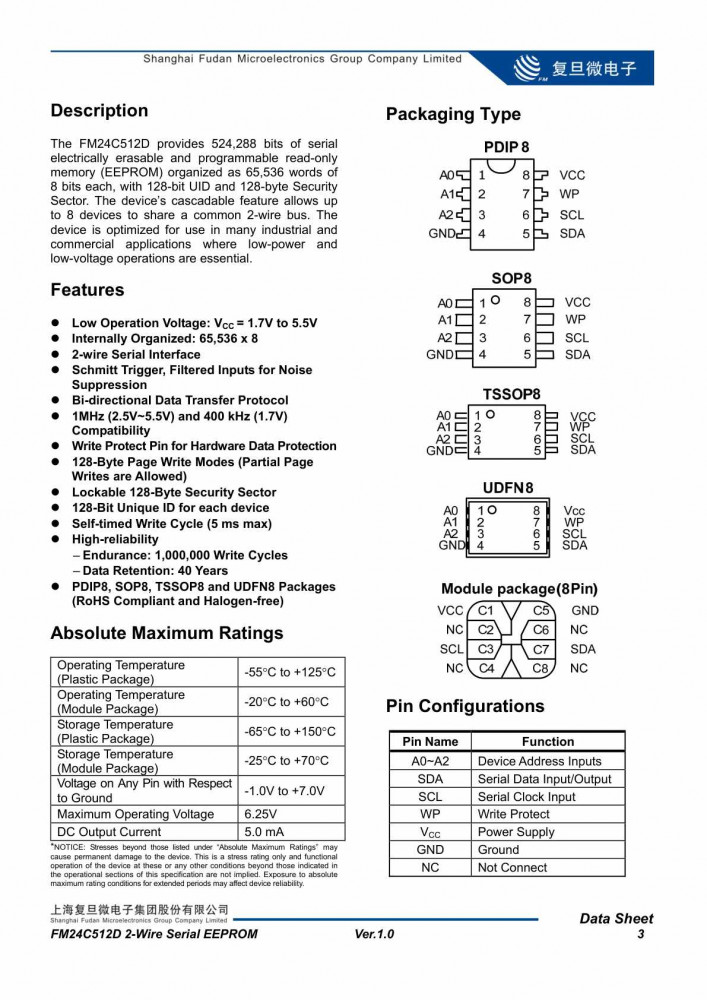 FM24C512D datasheet page 3