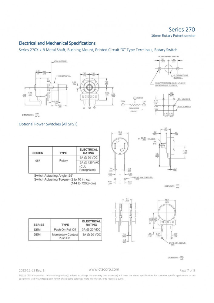 CTS Series 270 datasheet page 7