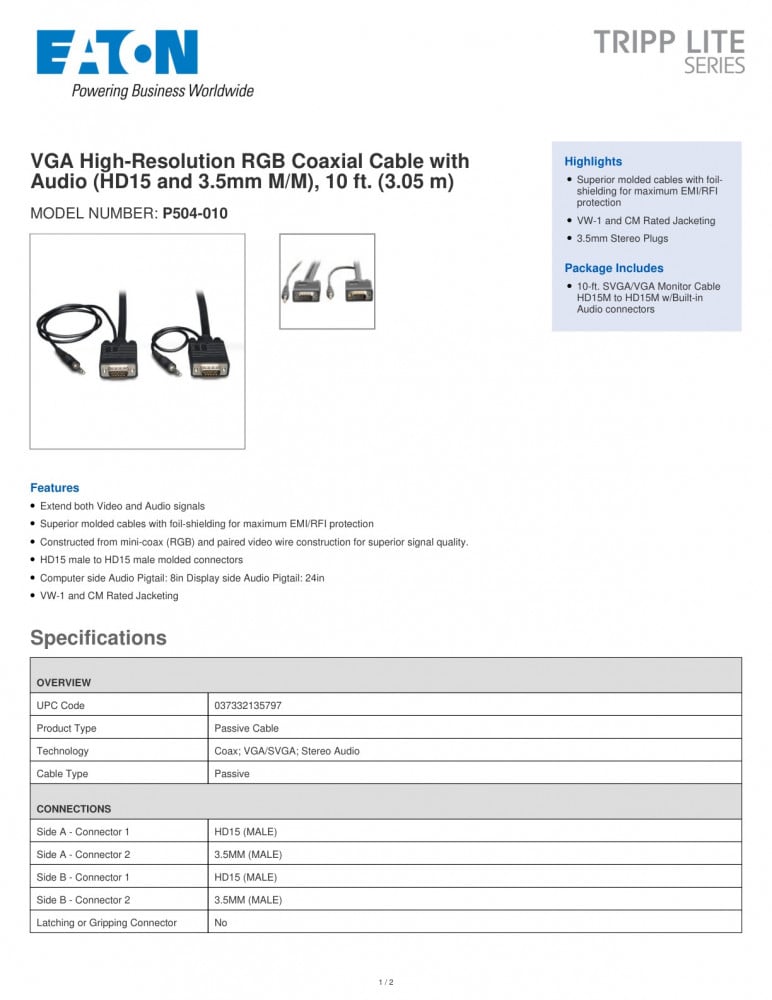 EATON P504-010 technical document page 1