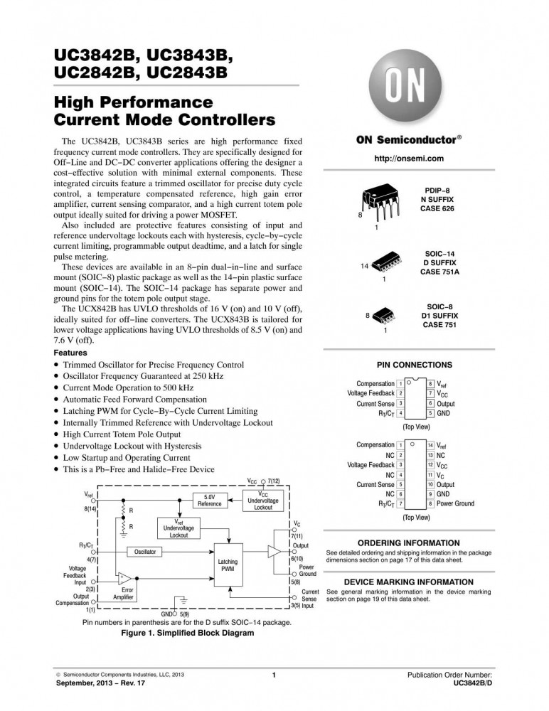 UC3843B datasheet page 1