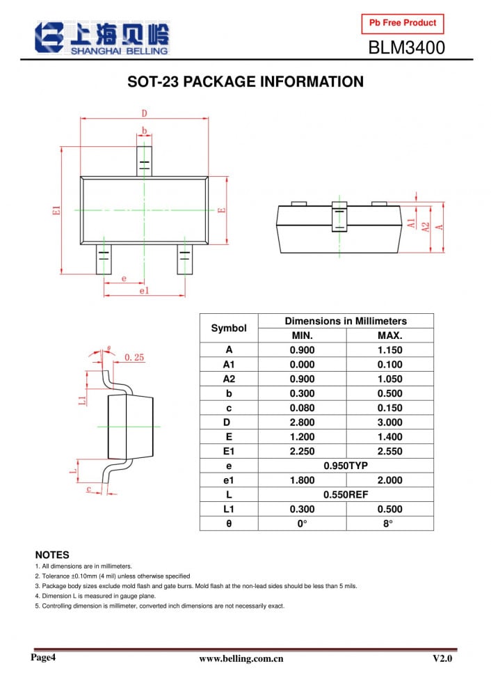 BLM3400 datasheet page 4
